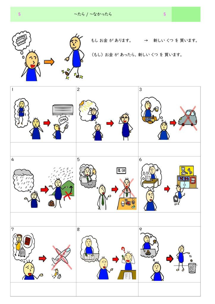 日本語文法の教材「～たら」「～なかったら」の教材 | 日本語あれこれ